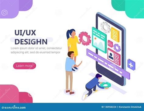 UX UI Design Concept With Character Concept For Infographics Web Banner Vector Illustration