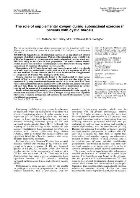 pdf the role of supplemental oxygen during submaximal exercise in