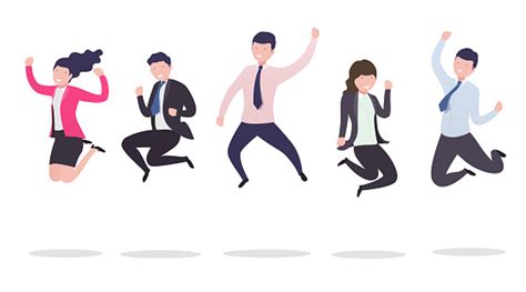 점프에서 비즈니스 사람들 성공 승리를 축 하 행복에서 점프 성공 행복 한 사업가의 그룹 감정에 대한 스톡 벡터 아트 및 기타 이미지 Istock