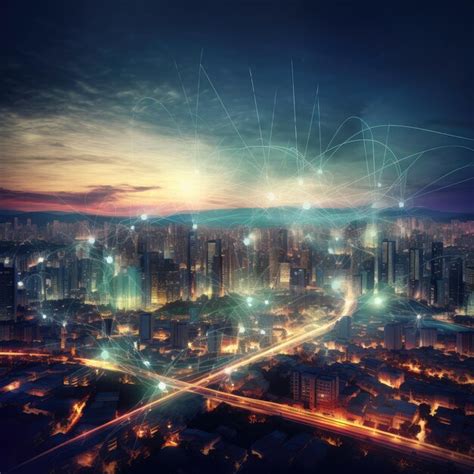Premium Ai Image Modern Smart City Network Interconnected Ai Generated