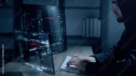 Futuristic Cyber Hacker Operating Under The Guise Of Anonymous Employs Advanced Algorithms To