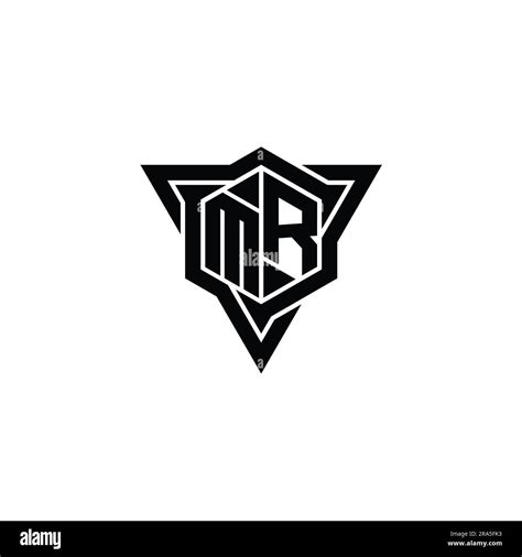 Mr Letter Logo Monogram Hexagon Shape With Triangle Outline Sharp Slice Style Design Template