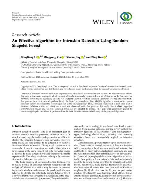 pdf an effective algorithm for intrusion detection using random
