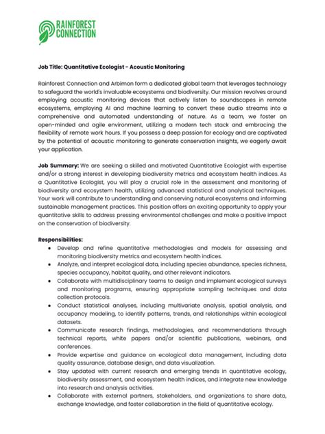Quantitative Ecologist Rfcx Pdf Ecology Spatial Analysis