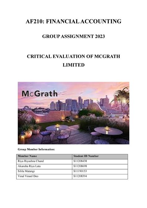 Af210 Group Assignment Write Up Af210 Financial Accounting Group