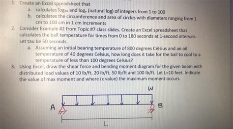 Solved 1 Create An Excel Spreadsheet That A Calculates