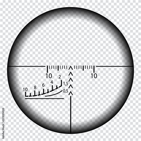 Realistic Sniper Sight With Measurement Marks Sniper Scope Template Isolated On Transparent