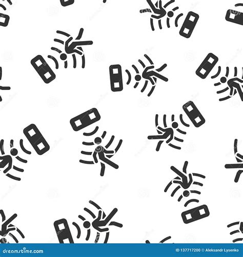 Motion Sensor Icon Seamless Pattern Background Sensor Waves With Man Vector Illustration Stock