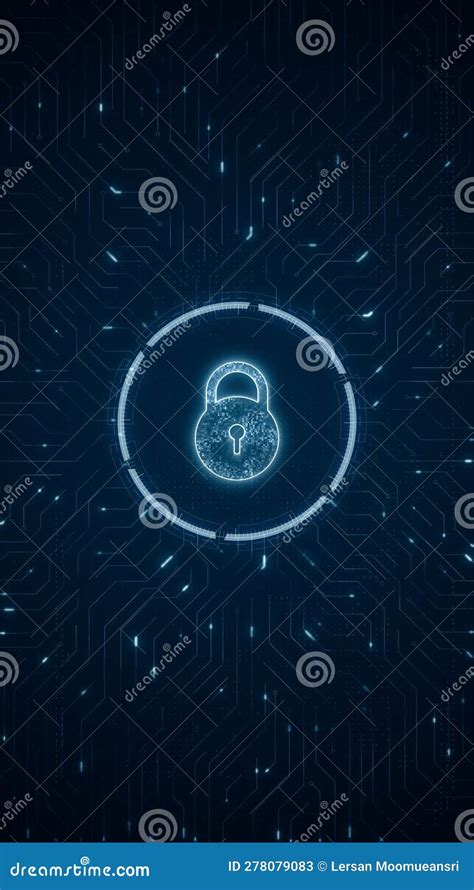 Blue Digital Security Key Logo And Futuristic Technotogy Circle Hud With Circuit Board And Data
