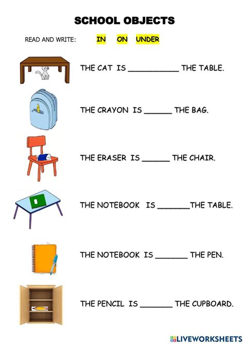 School Objects Online Exercise For 1