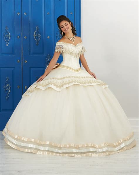 White And Gold Quinceanera Dresses