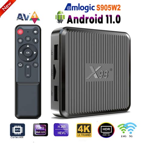 X98q Android 11 Tv Box Amlogic S905w2 Quad Core Cortex A35 4k Hdr 60fps 2 4gand5g Wifi 2gb 16gb