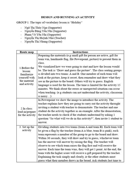 Group 1 Design And Run Activity Pdf