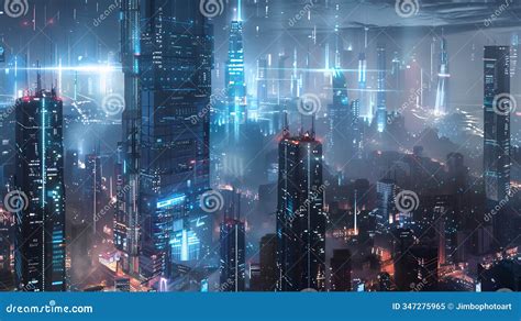 Advanced Cybersecurity Command Center In A Dark Futuristic Setting Stock Image Cartoondealer