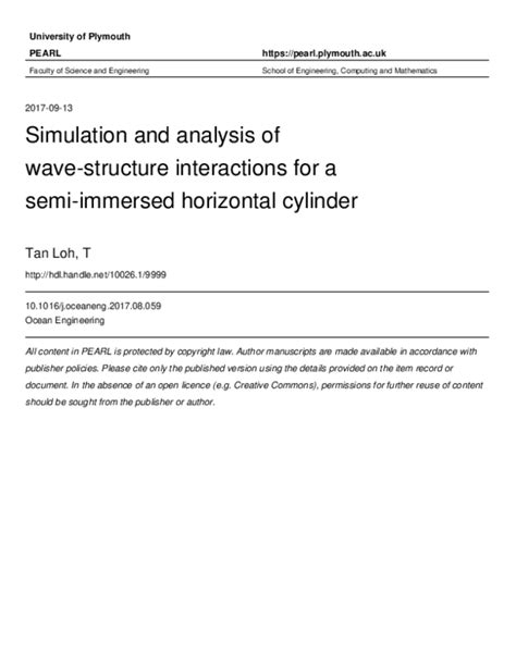 Pdf Simulation And Analysis Of Wave Structure Interactions For A Semi