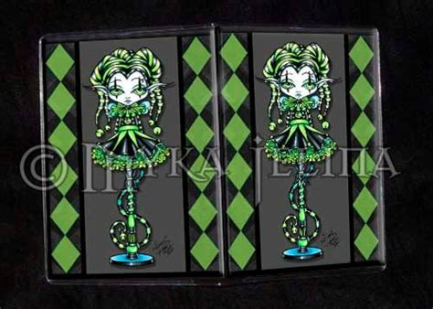 Jinxy Pixie Stick Green Jester Freak Business Card Holder Etsy