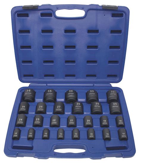 Westward Impact Socket Set Alloy Steel Black Oxide In Impact Rated Yes Socket Depth