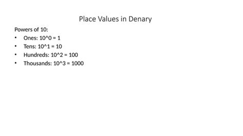 Binary And Denary Numbers Presentation Pptx