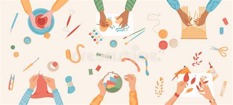Handicraft Art Class Hobby Flat Illustration Stock Vector