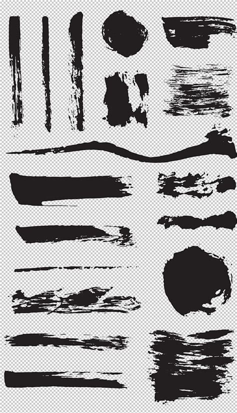 水墨形状中国风古典水墨笔刷笔触png素材