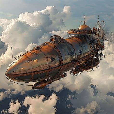 Steam Punk Inspired Airship Premium Ai Generated Image