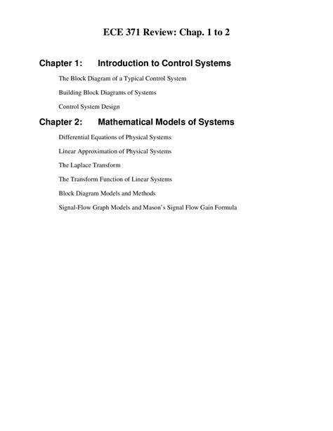 Review Sheet For Feedback Systems Ece 4700 Docsity