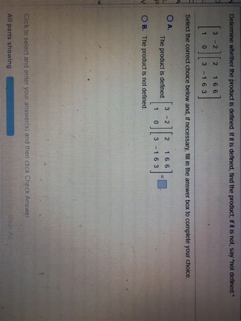 Solved Determine Whether The Product Is Defined If It Is Chegg