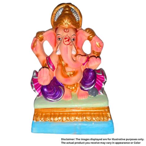 Mysore Chourang Golden Crown Ganesh Idol Eco Friendly 8inch 1pc Dookan