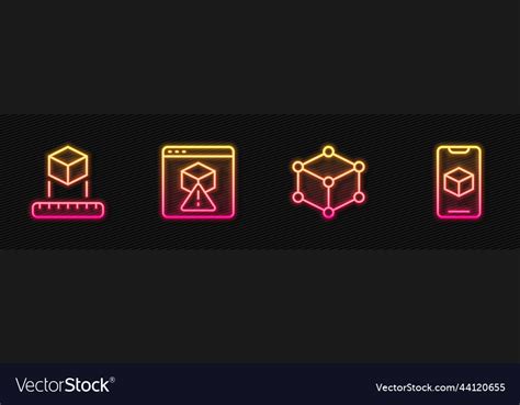 Set Line Isometric Cube 3d Printer And Software Vector Image