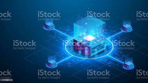 Concept Big Data Processing Center Cloud Database Server Energy Station Future Data Transmission