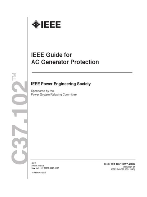 IEEE Guide For AC Generator Protection: IEEE Power Engineering Society ...