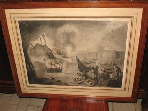 Bataille Navale Grande Gravure Anglaise De John Antikeo