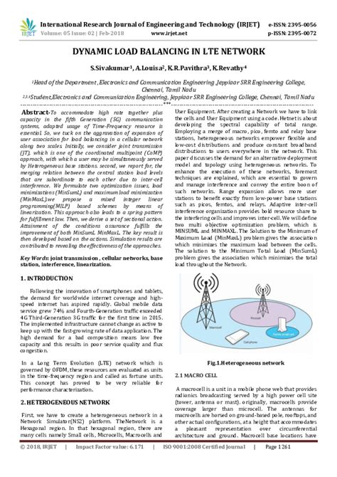 pdf dynamic load balancing in lte network