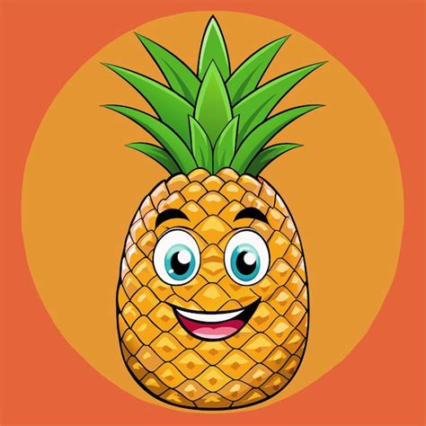 Premium Vector A Cartoon Drawing Of A Pineapple With A Smiley Face