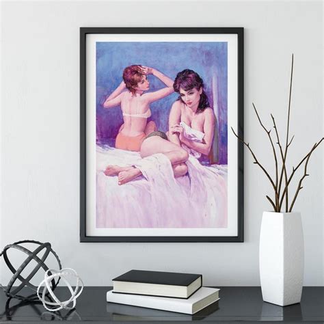 Romantic Lesbian Art Print Vintage Sapphic Poster Retro Wlw