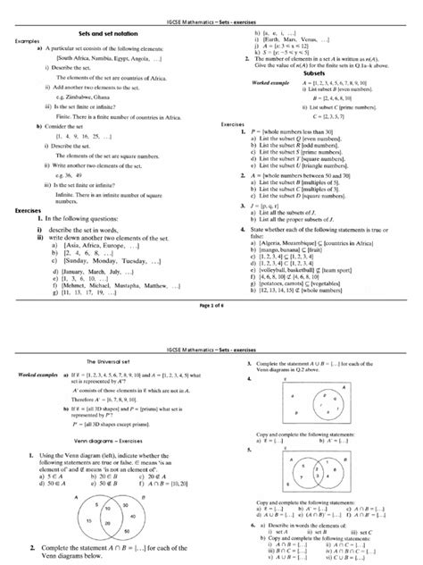 Migcse 2015002 Sets Exercises 16 09 2013 Pdf Pdf Logic