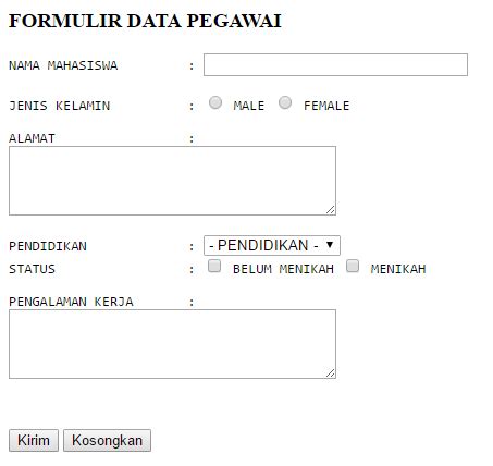 Pemrograman WEB Cara Membuat Form Data Pegawai