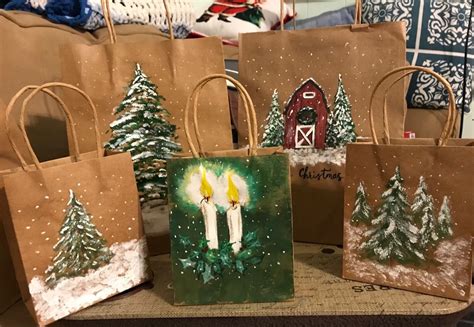Painted Paper T Bags Diy Christmas Paintings Christmas Wrapping