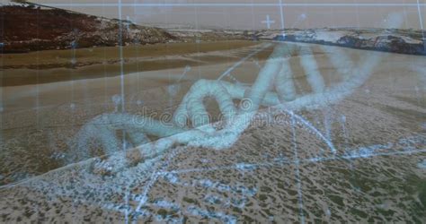 Animating Dna Strand And Binary Coding Over Snowy Landscape In Digital Concept Stock Video