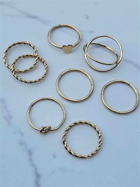 8 Pc Gold Plated Ring Set Z33