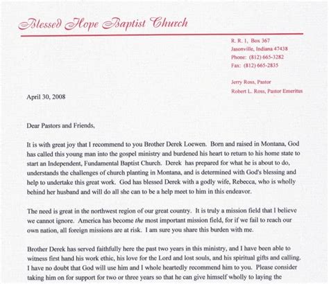 Recommendation Letter For Ministry Sample Collage Template