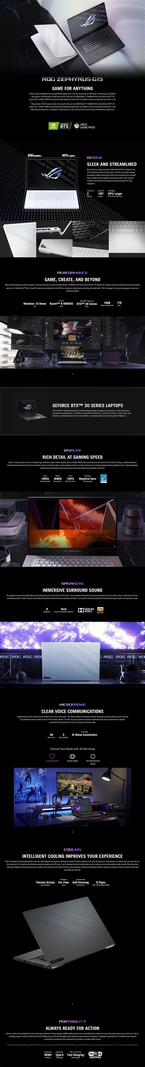 Asus Rog Zephyrus G Moonlight White Gaming Laptop Qhd Hz Amd Ryzen Hs Gb