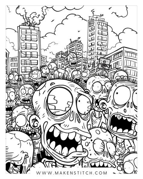 34 Zombie Coloring Pages Makenstitch