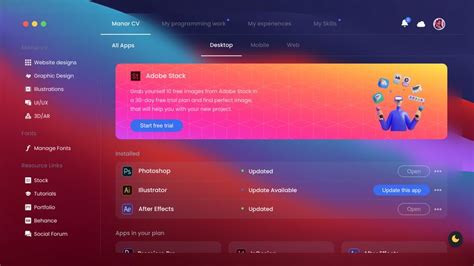Glassmorphism Creative Cloud App Redesign