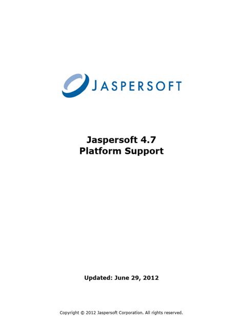Jaspersoft Platform Support V47 Pdf Java Software Platform Sql
