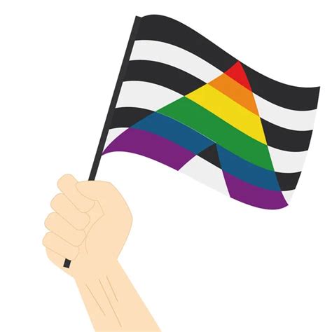 Hand Holding Raising Non Binary Pride Flag Isolated White Background