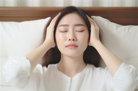 Premium Ai Image A Woman Laying In Bed With Her Eyes Closed