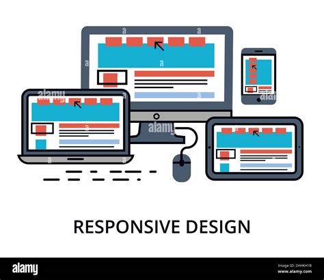 Modern Editable Flat Line Vector Of Responsive Design For Web And