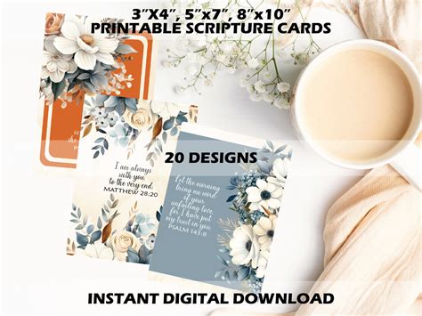 Bible Verse Cards White Flower Arrangement Watercolor Cards With Blue