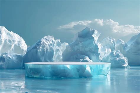 Ice Platform For Product Showcasing Against Mountain Backdrop Stock Photo Image Of Arctic